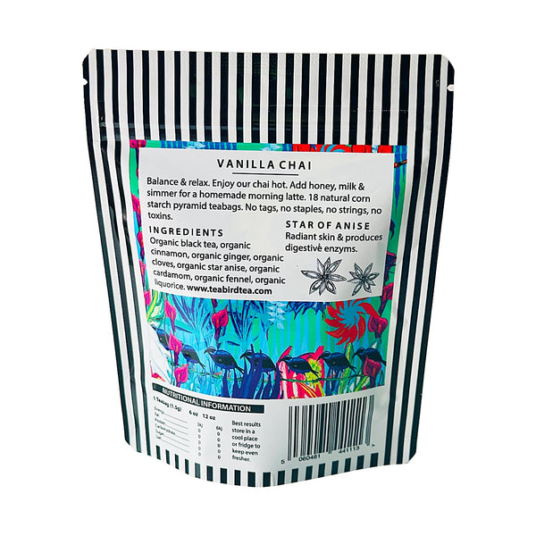 Organic Vanilla Chai Bumper Refill 18 Teabags | Tea Bird Tea